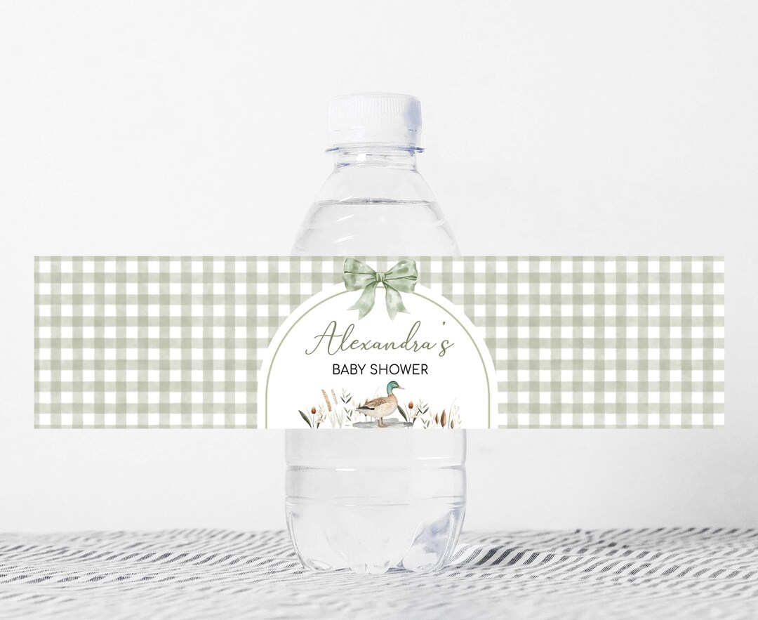 Editable Duck Baby Shower Bottle Label, Mallard Duck Baby Shower Label ...
