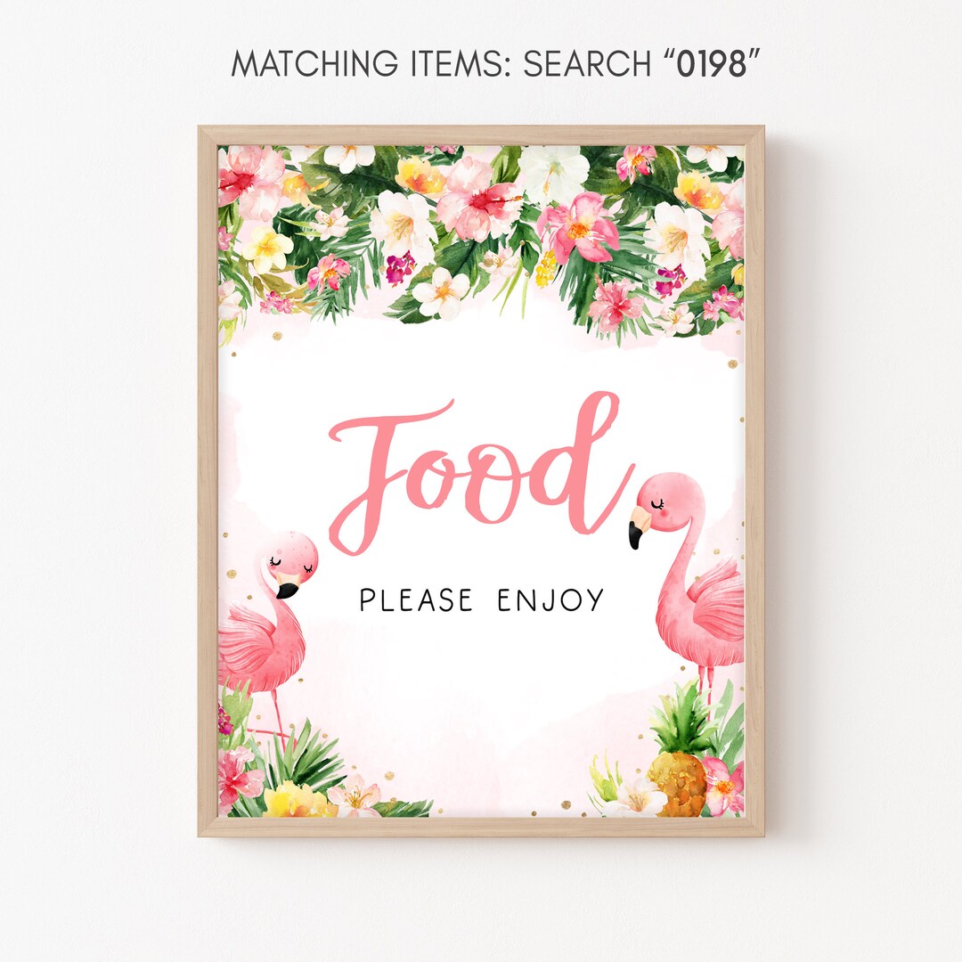 Flamingo Baby Shower Food Sign, Tropical Baby Shower Food Table Sign ...
