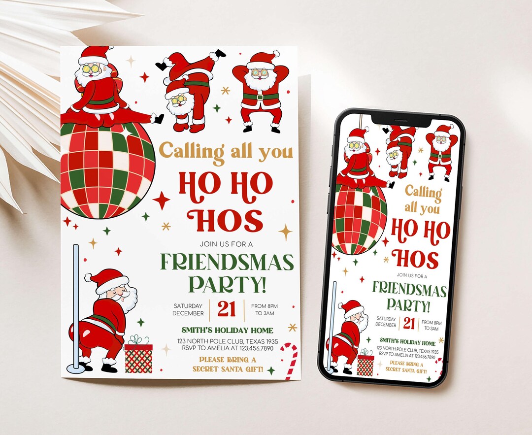 Editable Friendsmas Party Christmas Invitation, Funny Xmas Invitation ...