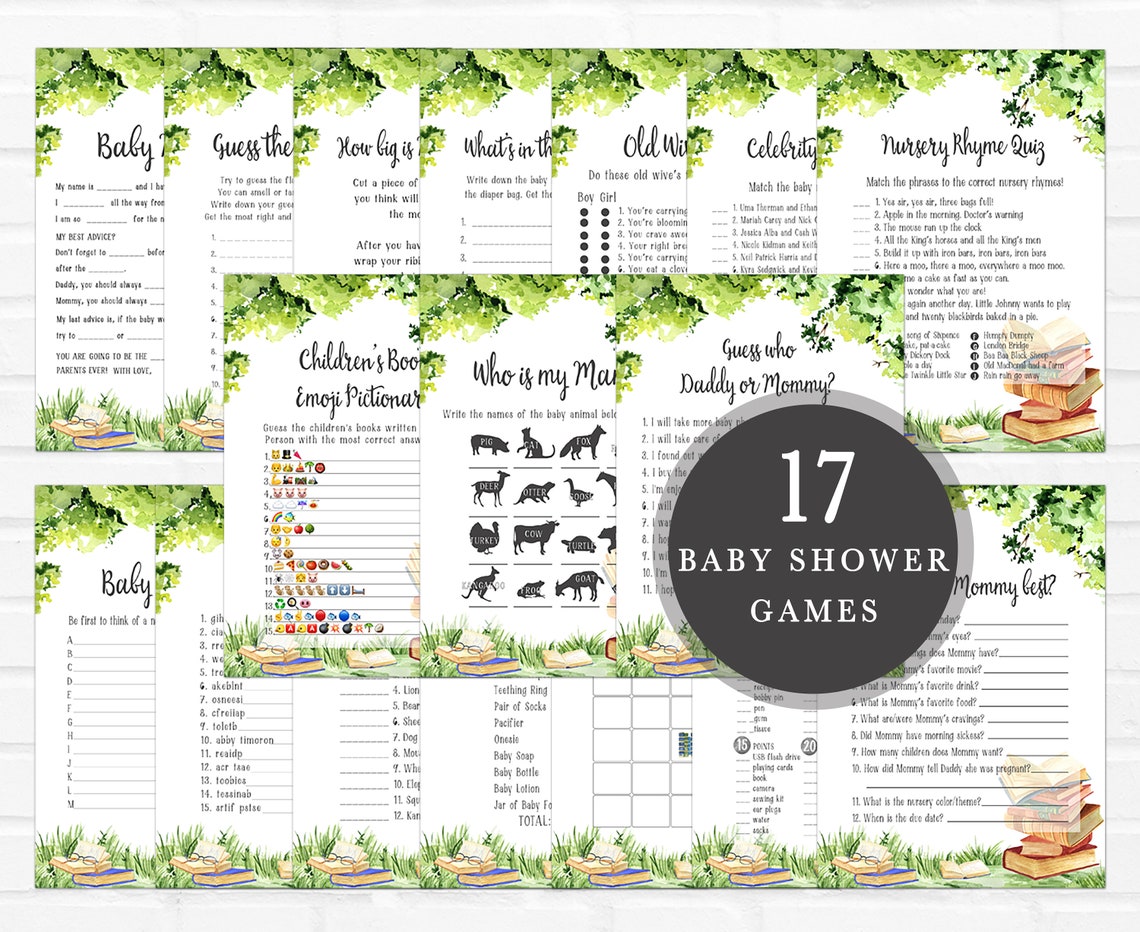 Storybook Baby Shower Game Bundle Chapter Book Baby Shower - Etsy