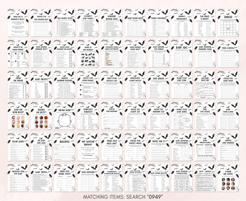 Editable We're Going Batty Halloween Baby Shower Games Bundle, Bats ...