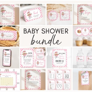 Editable Pink BBQ Baby Shower Bundle, Girl Baby-q Baby Shower Pack, Bun ...