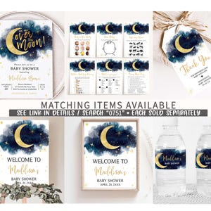 Editable We Are Over the Moon Baby Shower Bundle, Boy Moon and Stars ...