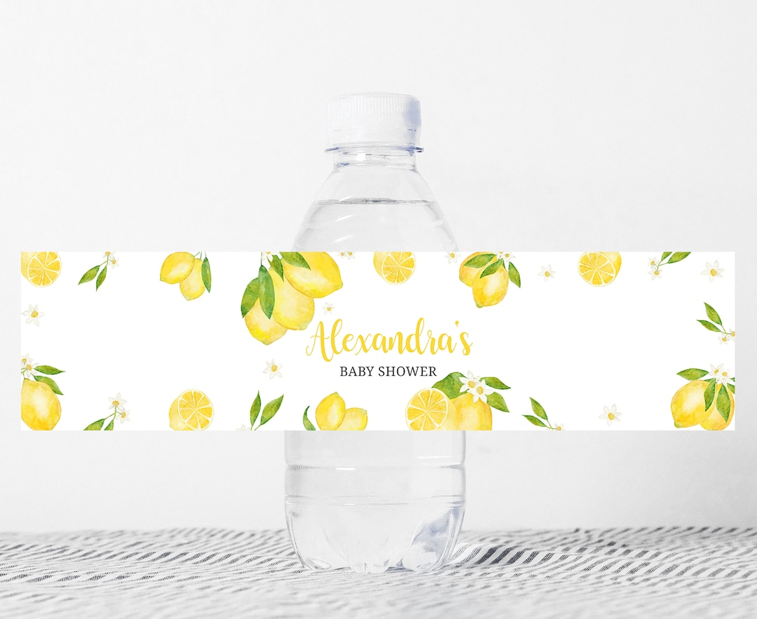 Editable Lemon Baby Shower Bottle Label, Citrus Summer Baby Shower ...