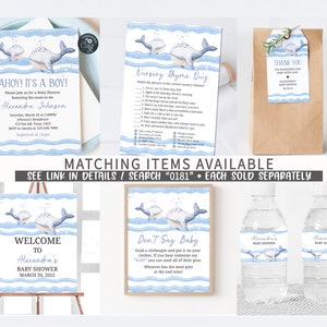 Whale Baby Shower Games Bundle Under the Sea Baby Shower | Etsy