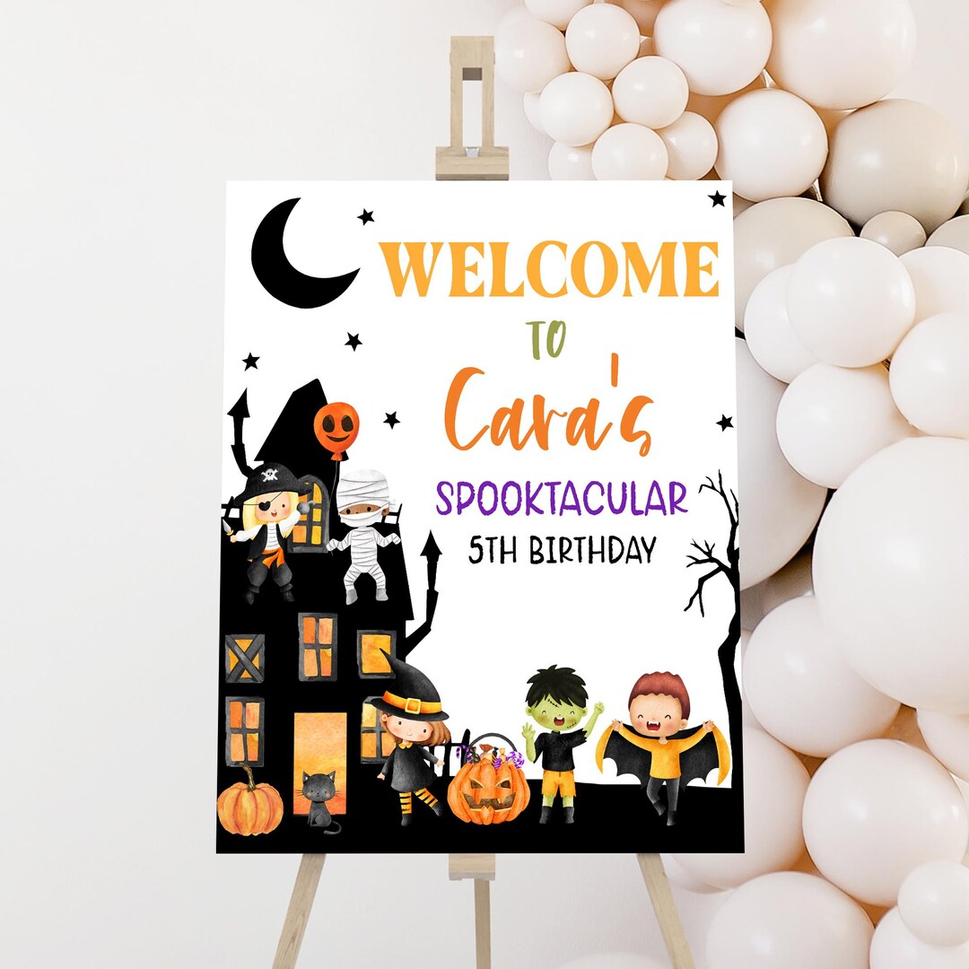 Editable Halloween Party Welcome Sign, Costume Party Welcome Poster ...