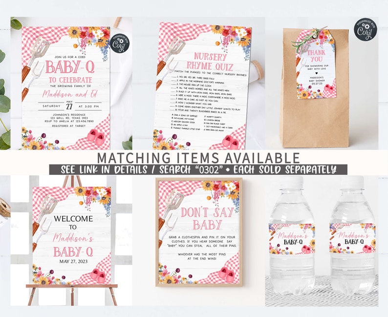 Editable Pink BBQ Baby Shower Games Bundle Baby Q Shower Game - Etsy