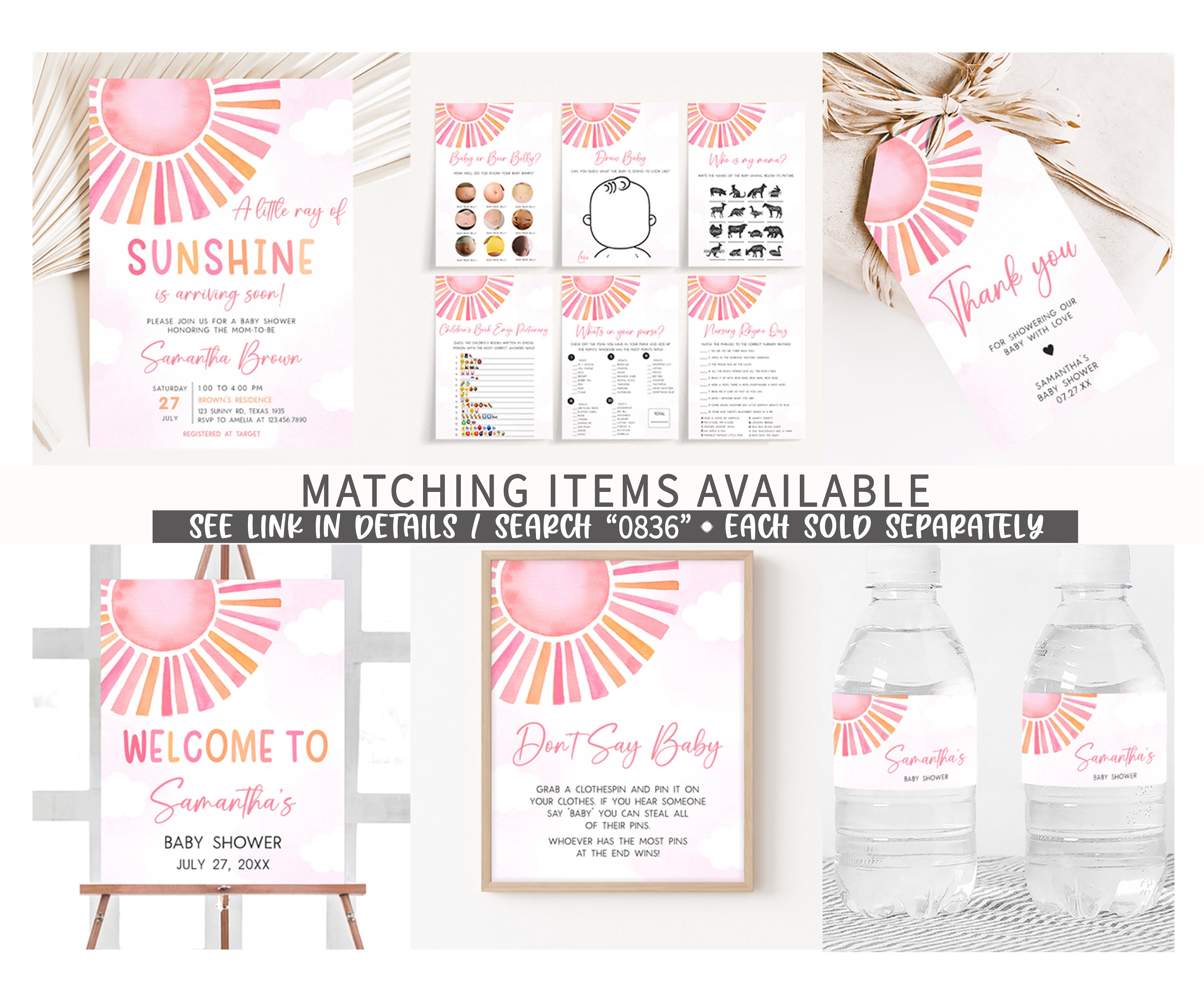 Editable Sunshine Baby Shower Welcome Sign, Girl Sun Baby Shower ...