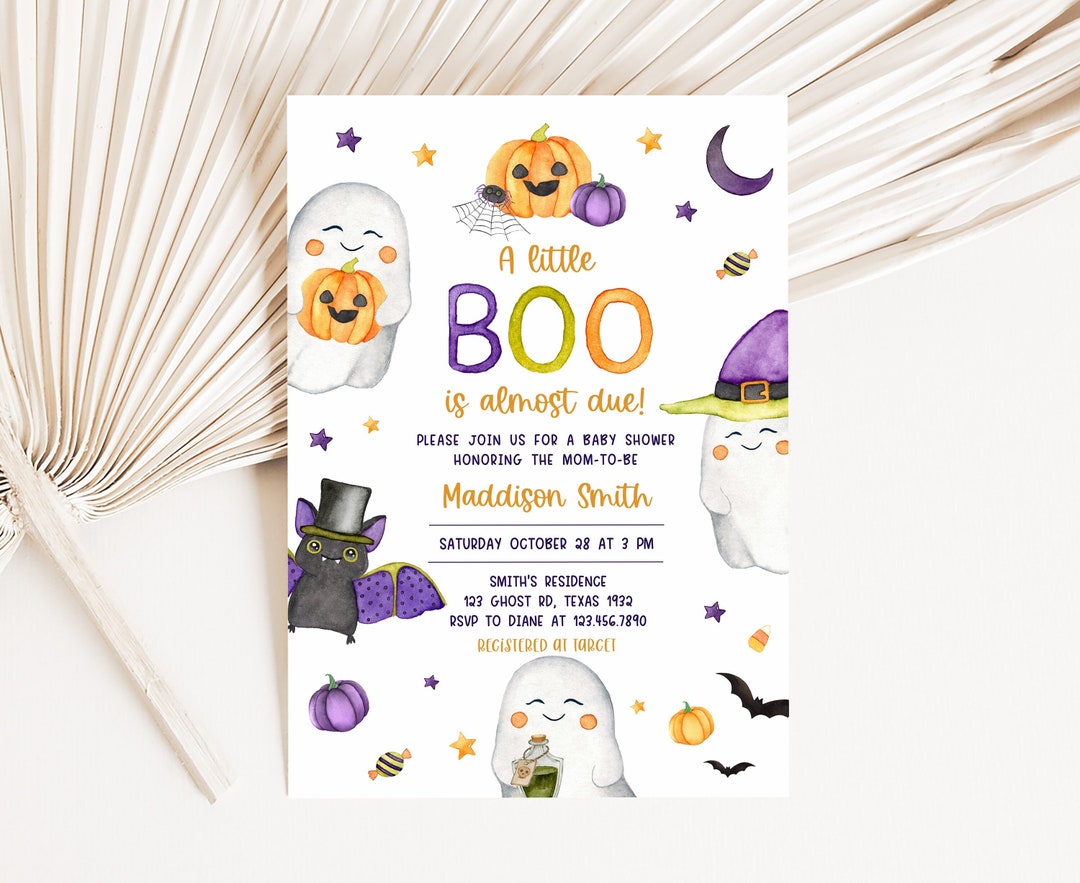 Editable A Little Boo Baby Shower Invitation, Gender Neutral Halloween ...