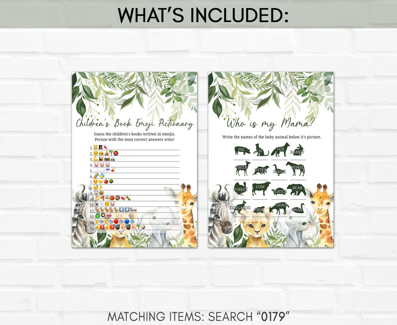 Jungle Baby Shower Game Bundle Safari Animals Baby Shower - Etsy