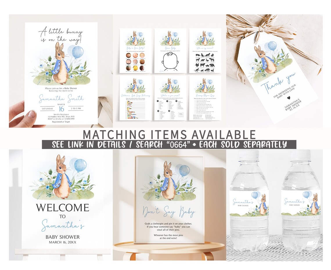 Mom Osa Bar Sign Blue Peter Rabbit Baby Shower, Bunny Boy Baby Shower ...