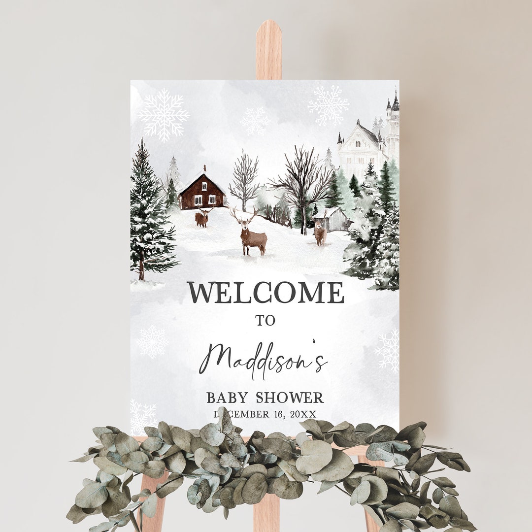 Editable Baby It's Cold Outside Baby Shower Welcome Sign, Winter ...