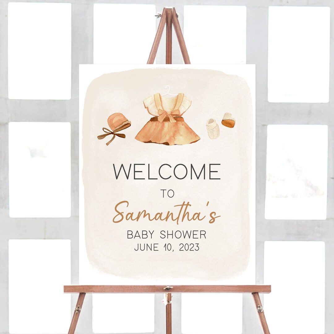 Editable Girl Baby Clothes Baby Shower Welcome Sign, Sweet Baby Girl ...