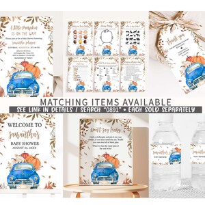 Editable Blue Fall Pumpkin Truck Baby Shower Invitation Bundle, Boy ...