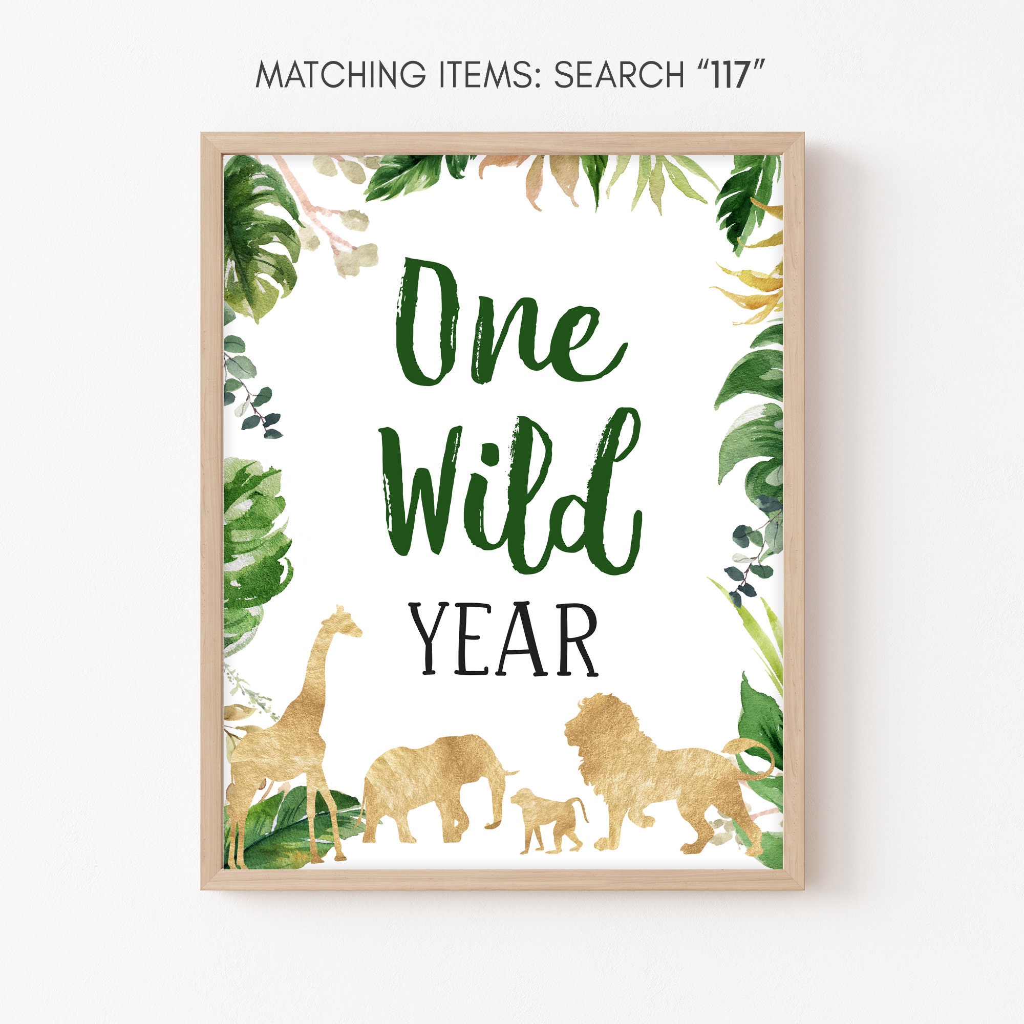 One Wild Year Birthday Sign Safari Party Signs Safari | Etsy