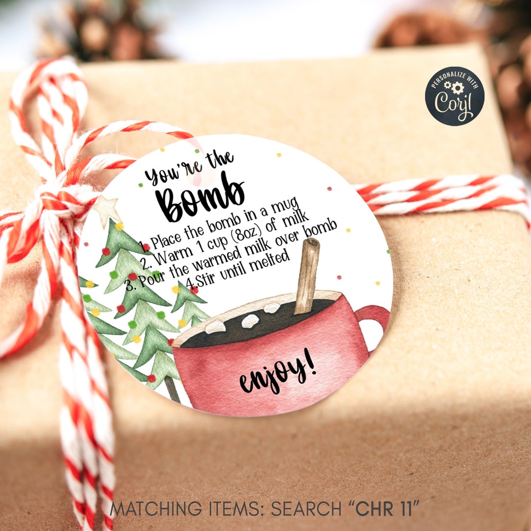 Editable Hot Chocolate Bomb Tags Cookies and Cocoa Favor Tags Bomb ...