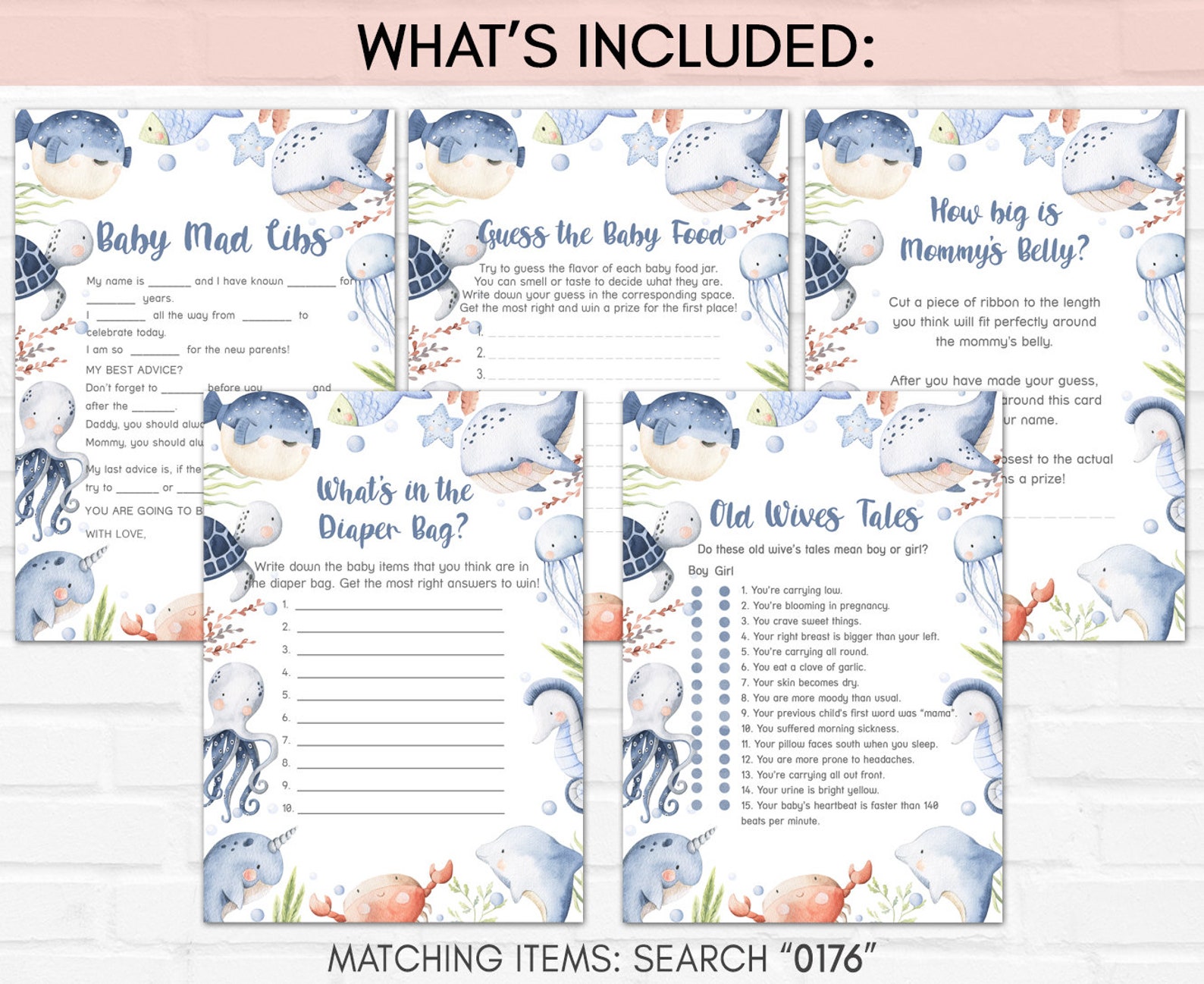 Under the Sea Baby Shower Games Ocean Baby Shower Game Pack - Etsy