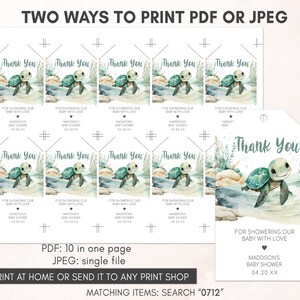 Editable Sea Turtle Baby Shower Favor Tag, Under the Sea Baby Shower ...