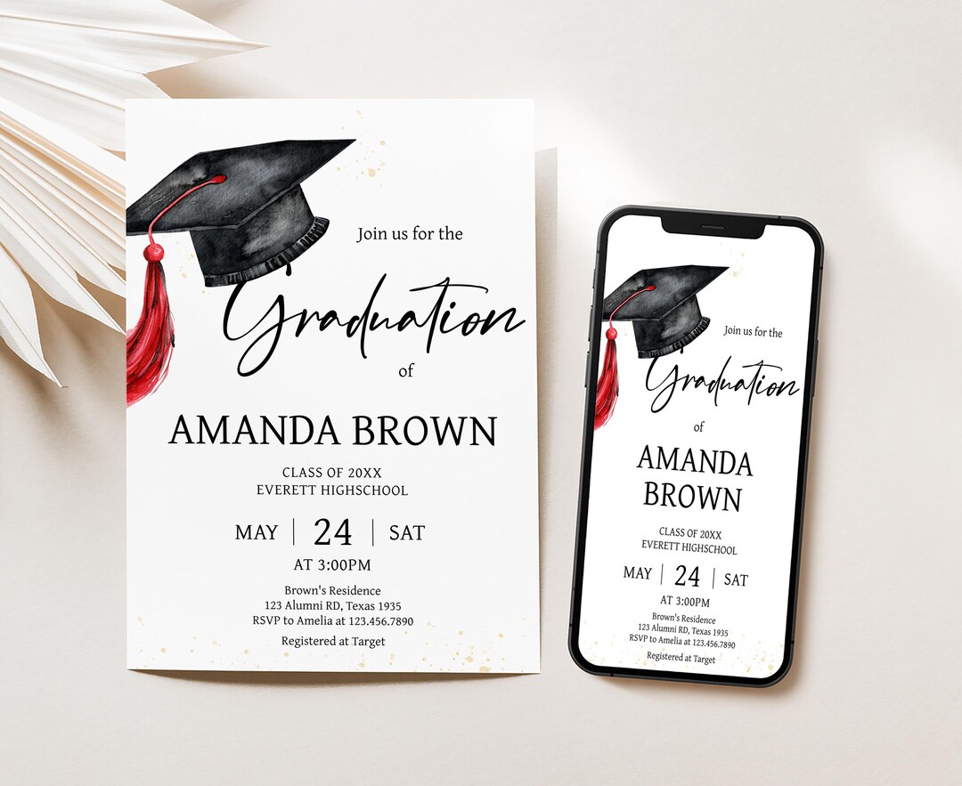 Editable Simple Graduation Party Invitation, High School Grad Party ...
