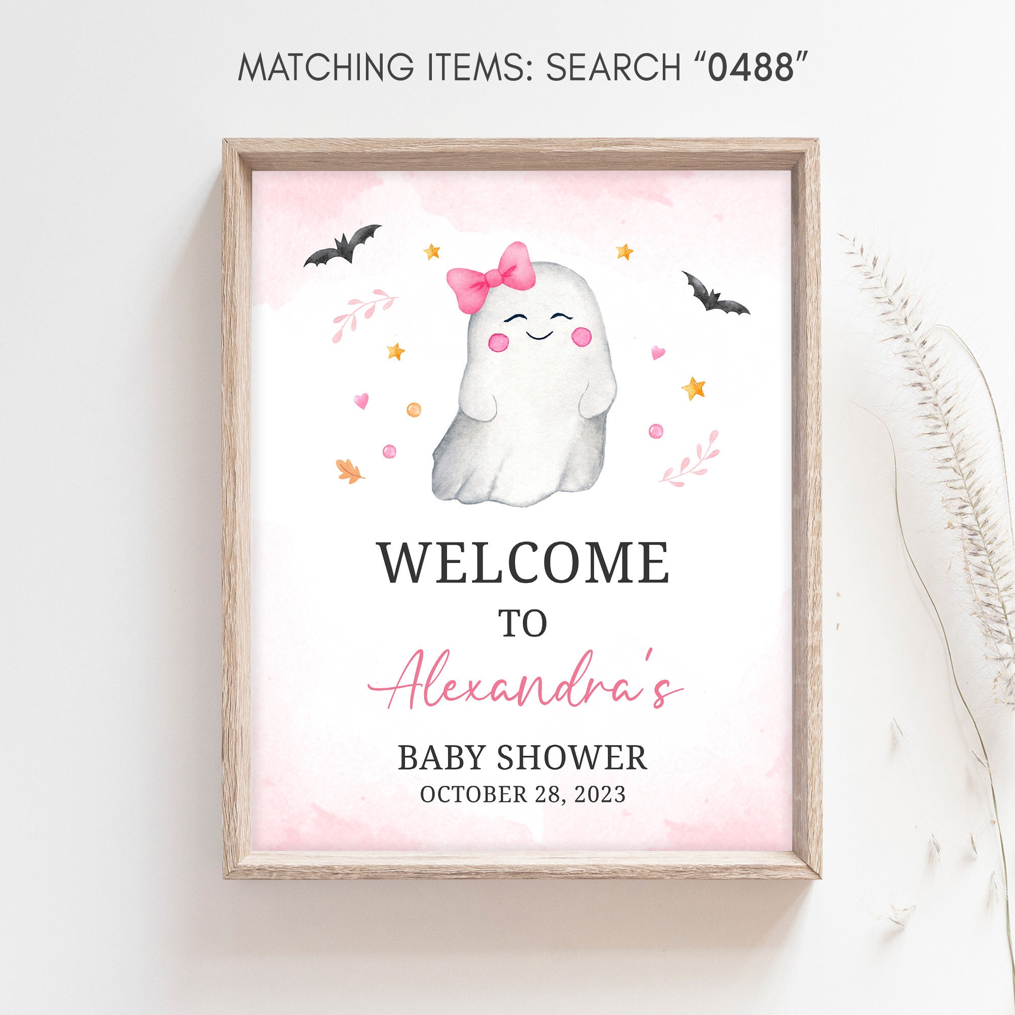 Editable Pink A Little Boo Baby Shower Welcome Sign, Girl Ghost ...