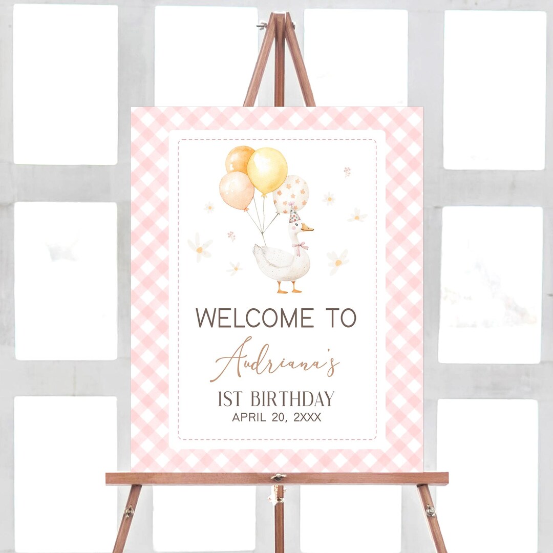 Editable One Silly Goose Birthday Welcome Sign, Pink Silly Goose Party ...