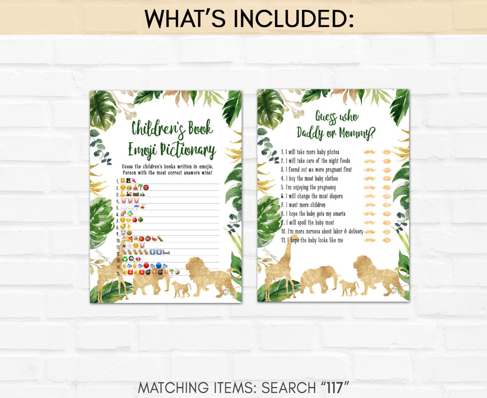 Safari Baby Shower Games Bundle Boy Baby Shower Jungle Theme - Etsy
