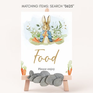 Peter Rabbit Baby Shower Food Sign, Blue Peter Rabbit Baby Shower Food ...