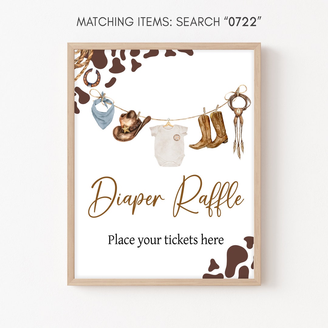Diaper Raffle Sign Cowboy Baby Shower, Wild West Rodeo Baby Shower ...