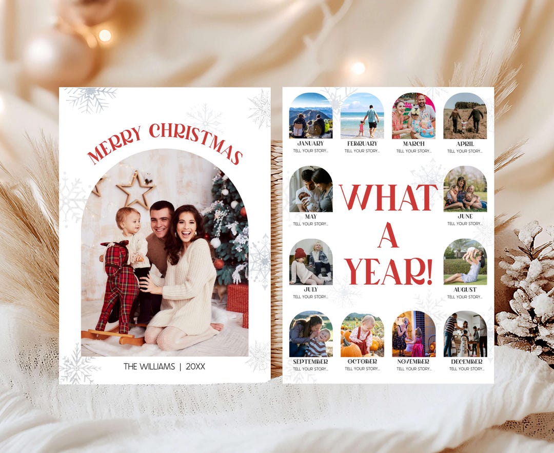 Editable Year in Review Holiday Card, What A Year Family Photo Card ...