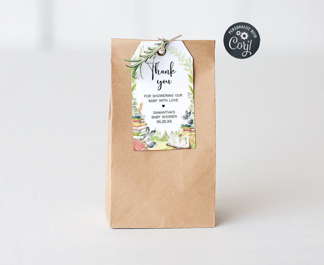 Editable Storybook Baby Shower Favor Tag, A New Chapter Baby Shower ...