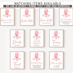 Pink Ice Cream Baby Shower Food Sign, Here's the Scoop Baby Shower ...