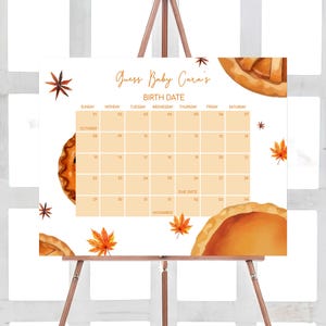 Editable Little Cutie Pie Baby Shower Due Date Calendar, Cutie Pie Baby ...