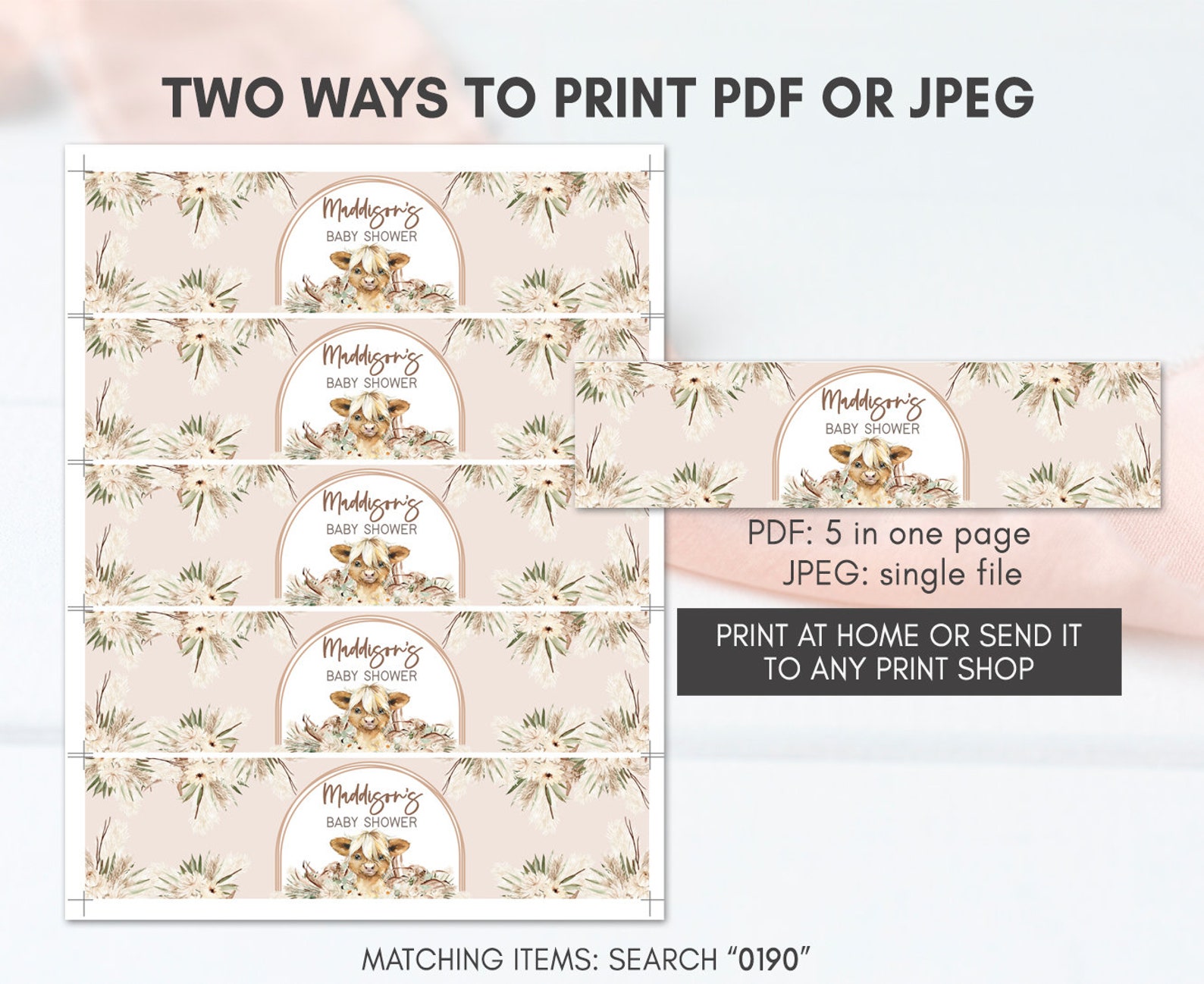 Editable Highland Cow Baby Shower Water Bottle Labels Cow Baby - Etsy