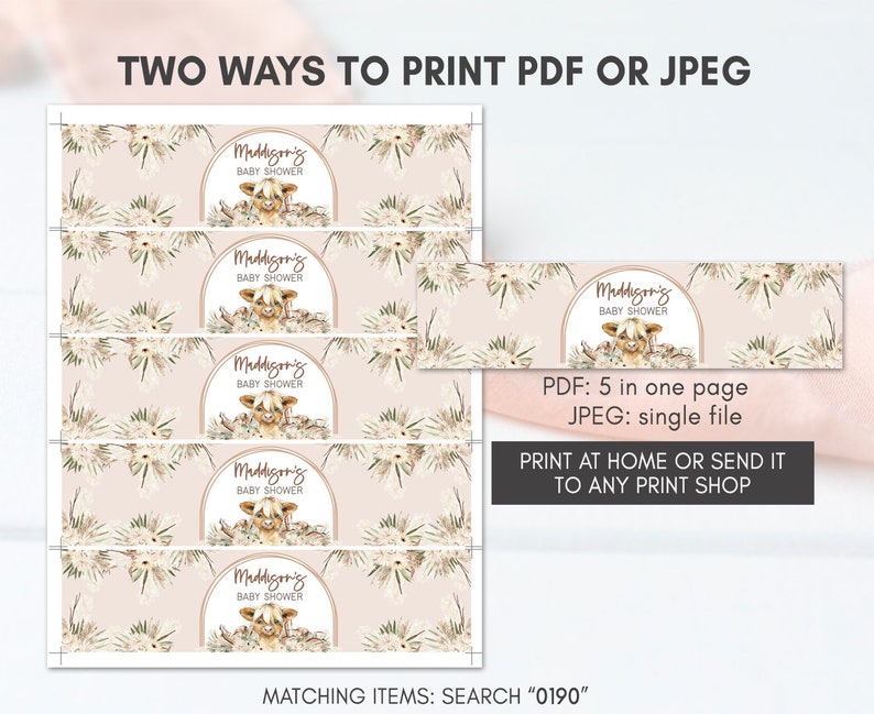 Editable Highland Cow Baby Shower Water Bottle Labels Cow Baby - Etsy