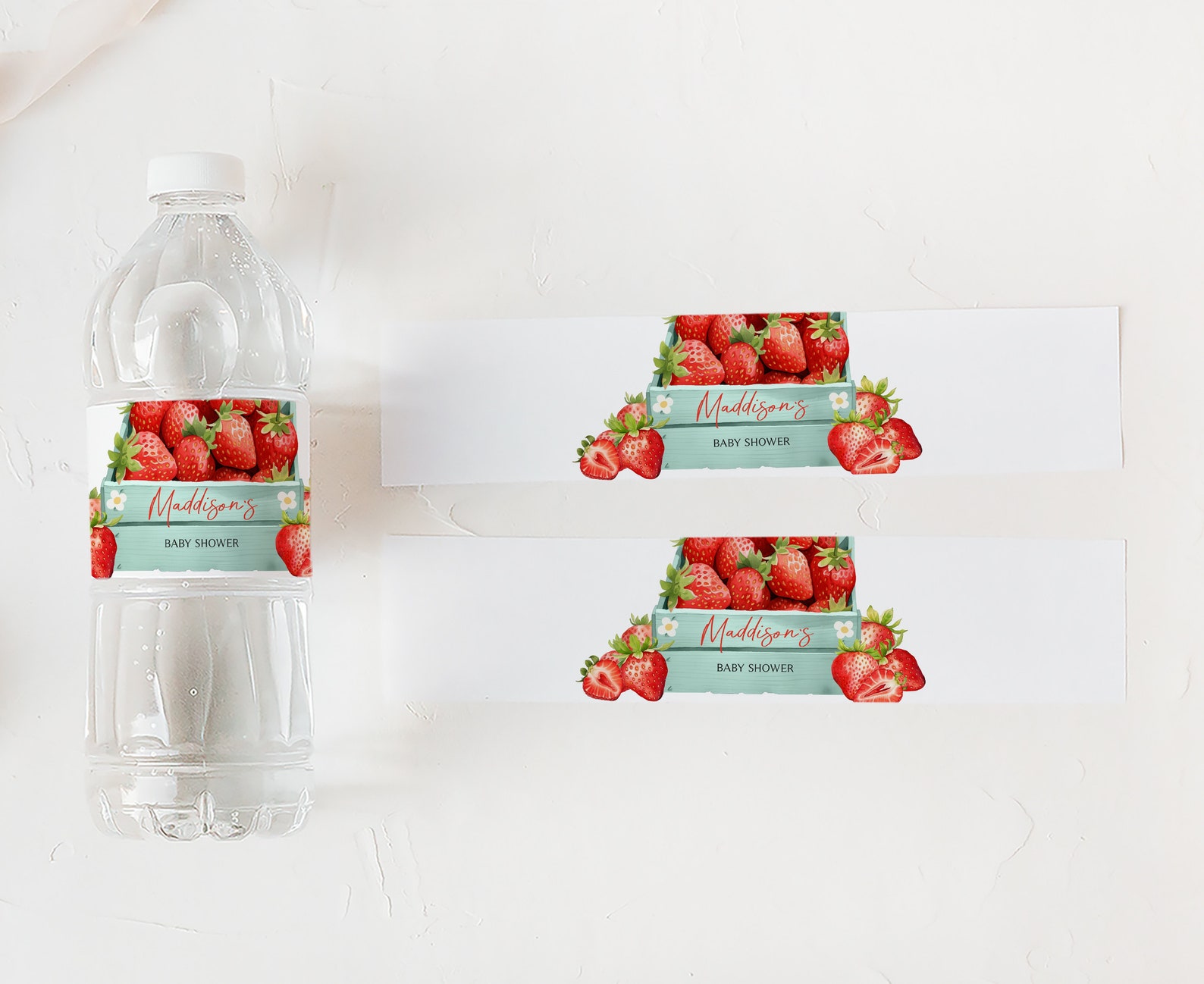 Editable Berry Sweet Baby Shower Bottle Label, Strawberry Baby Shower ...
