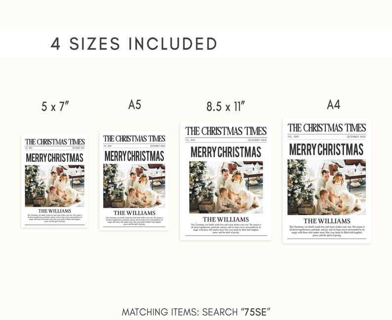 Editable Year in Review Christmas Newsletter, Christmas Card Newspaper ...