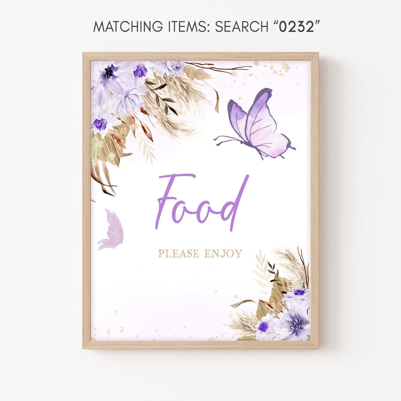 Boho Butterfly Baby Shower Food Sign Purple Butterfly Shower - Etsy