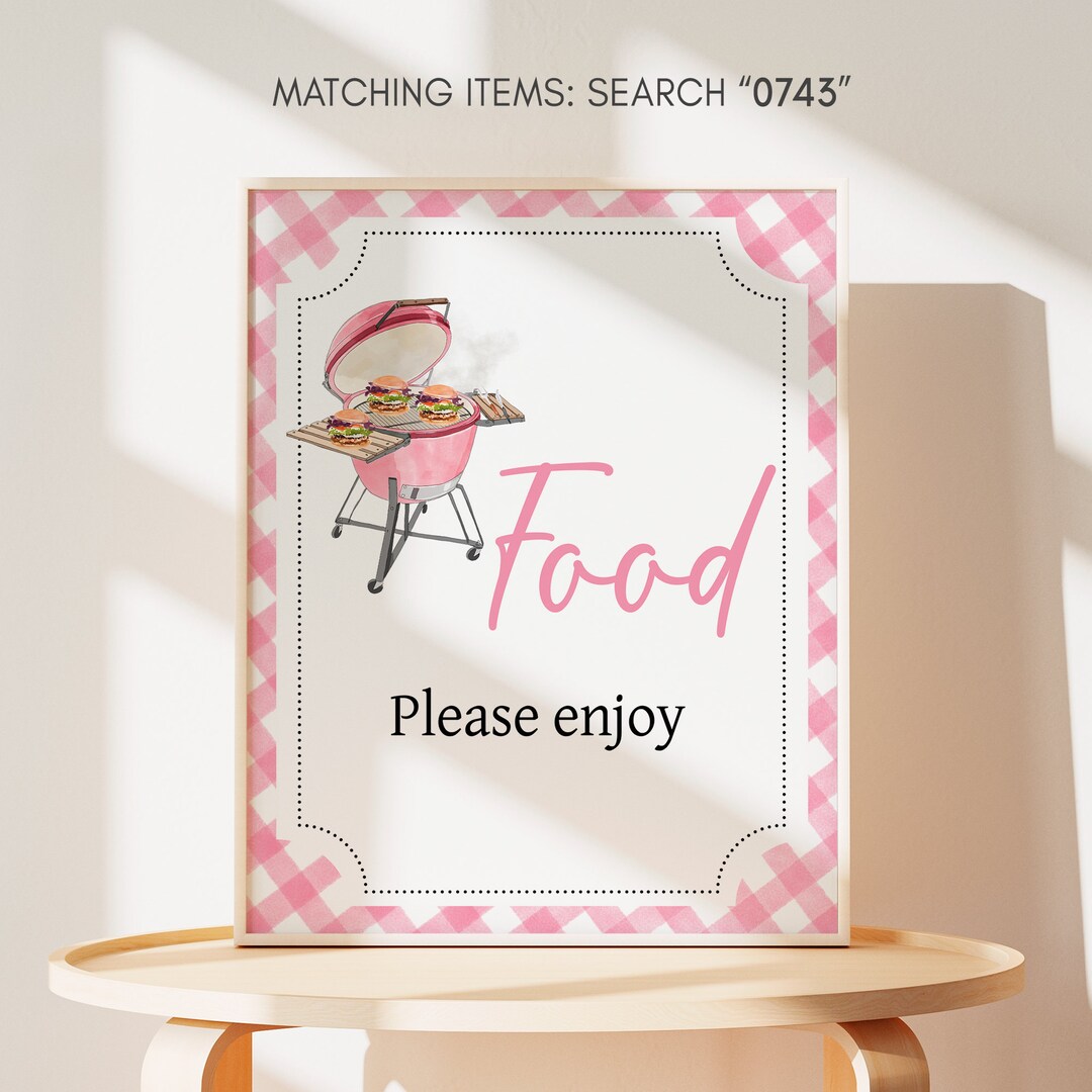 Pink BBQ Baby Shower Food Sign, Girl Baby-q Baby Shower Food Table Sign ...
