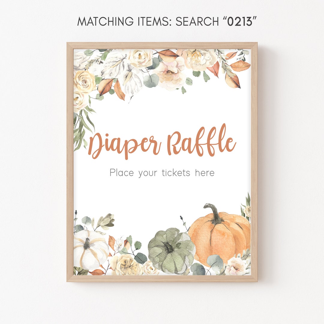 Diaper Raffle Sign Little Pumpkin Baby Shower Sign, Autumn Baby Shower ...