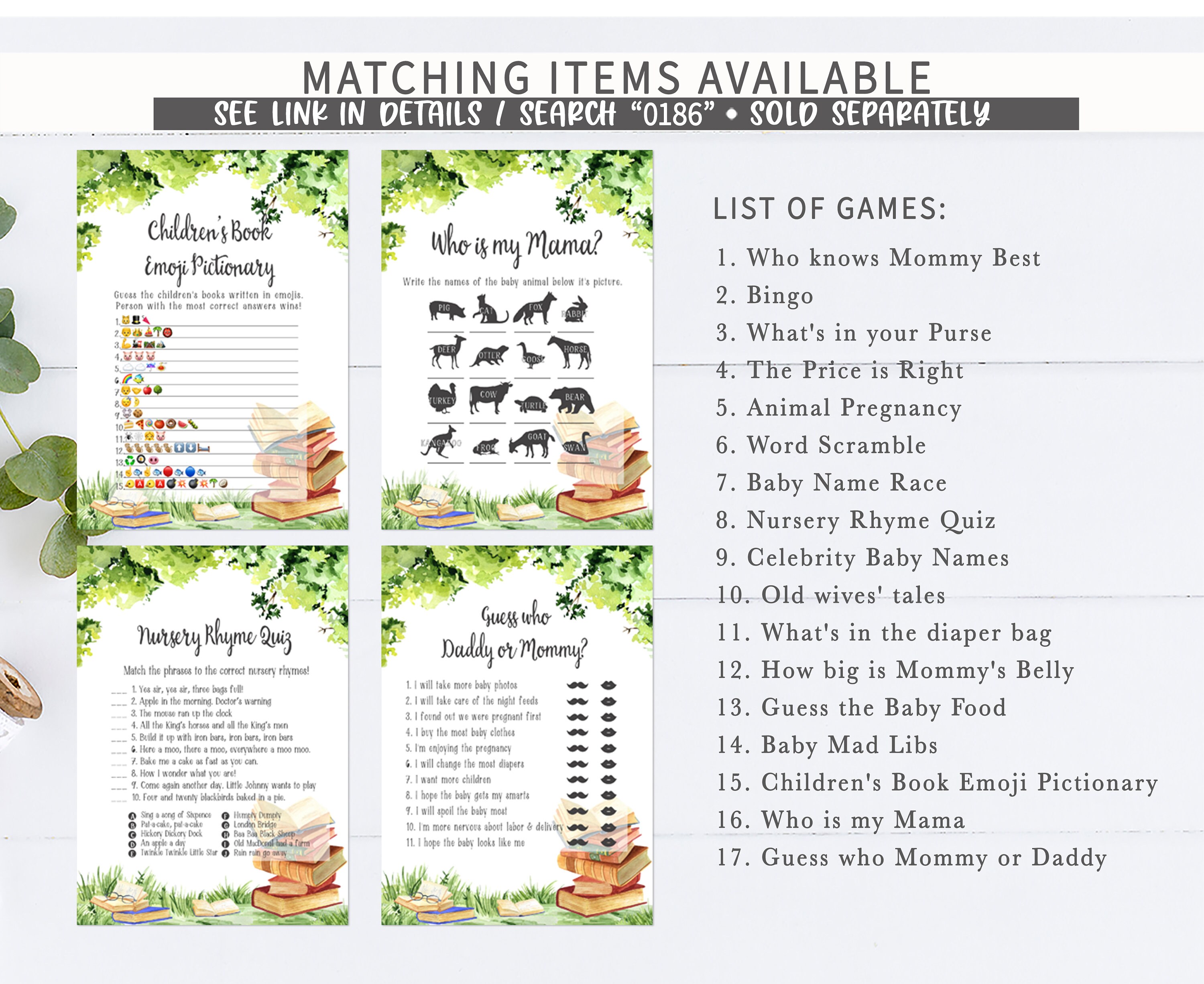 Storybook Baby Shower Game Bundle Chapter Book Baby Shower - Etsy