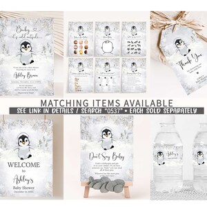 Editable Winter Penguin Baby Shower Due Date Calendar, Gender Neutral ...