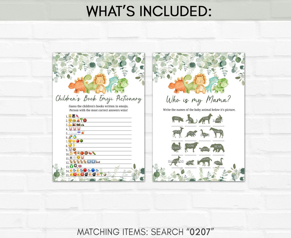 Dinosaur Baby Shower Games Bundle Dino Baby Shower Game Pack - Etsy