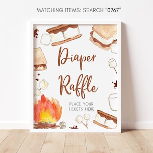Diaper Raffle Sign Smore Baby Shower, Bonfire Camping Baby Shower ...