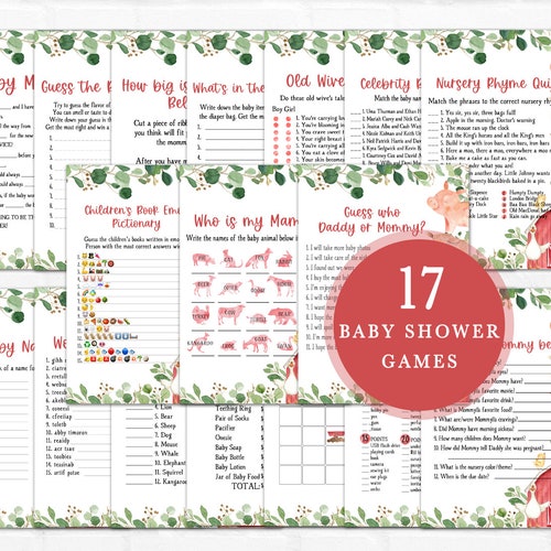 Farm Baby Shower Games Package Boy Farm Animal Barnyard Baby - Etsy