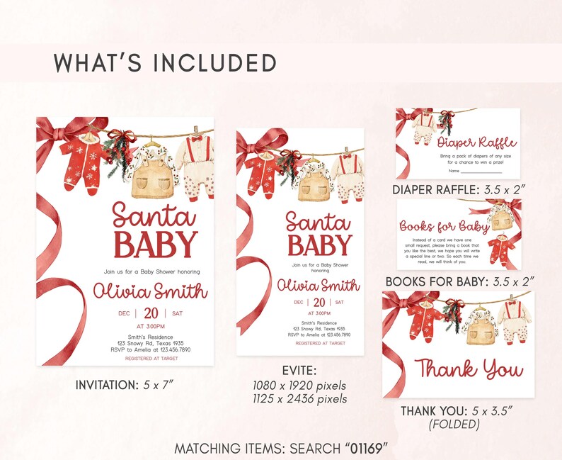 Editable Santa Baby Shower Invitation Bundle, Christmas Baby Laundry ...