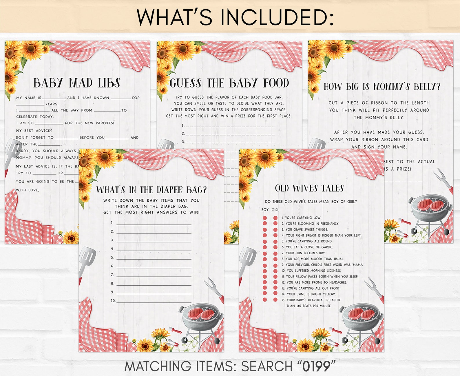 BBQ Baby Shower Games Bundle, Babyq Baby Shower Game Pack, Backyard ...