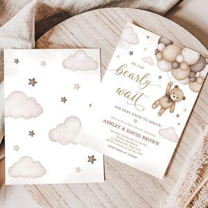 Editable Gender Neutral Bear Baby Shower Invitation Bundle, We Can ...