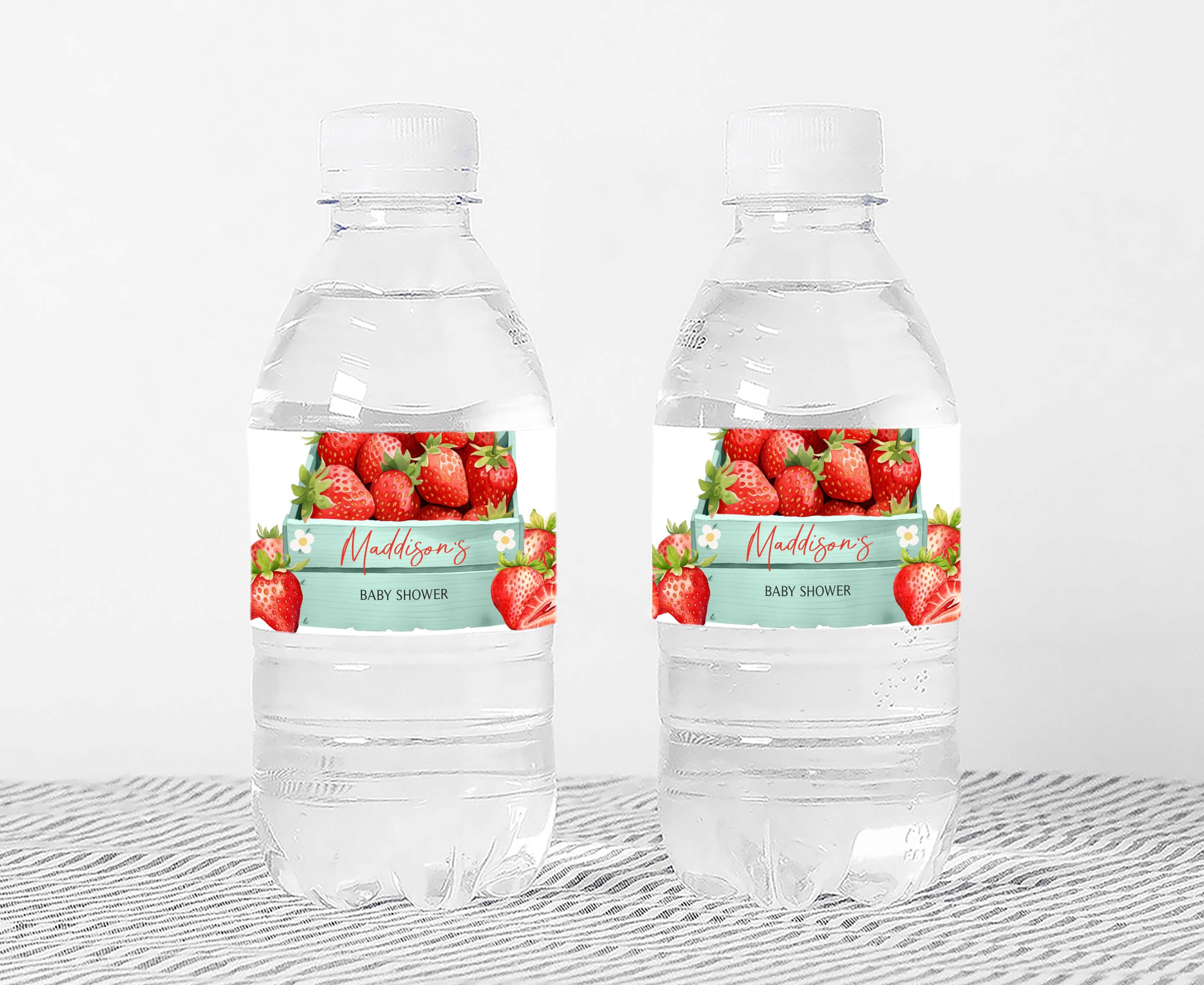 Editable Berry Sweet Baby Shower Bottle Label, Strawberry Baby Shower ...