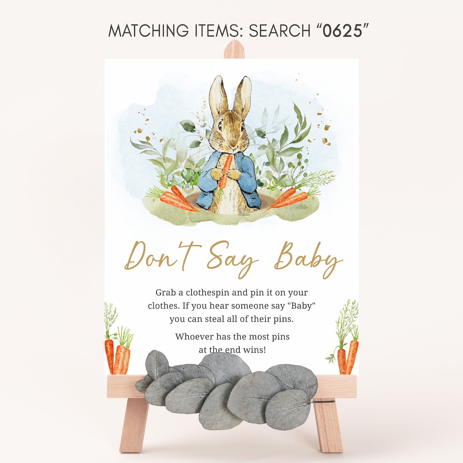Don't Say Baby Sign Peter Rabbit Baby Shower, Blue Peter Rabbit Baby ...
