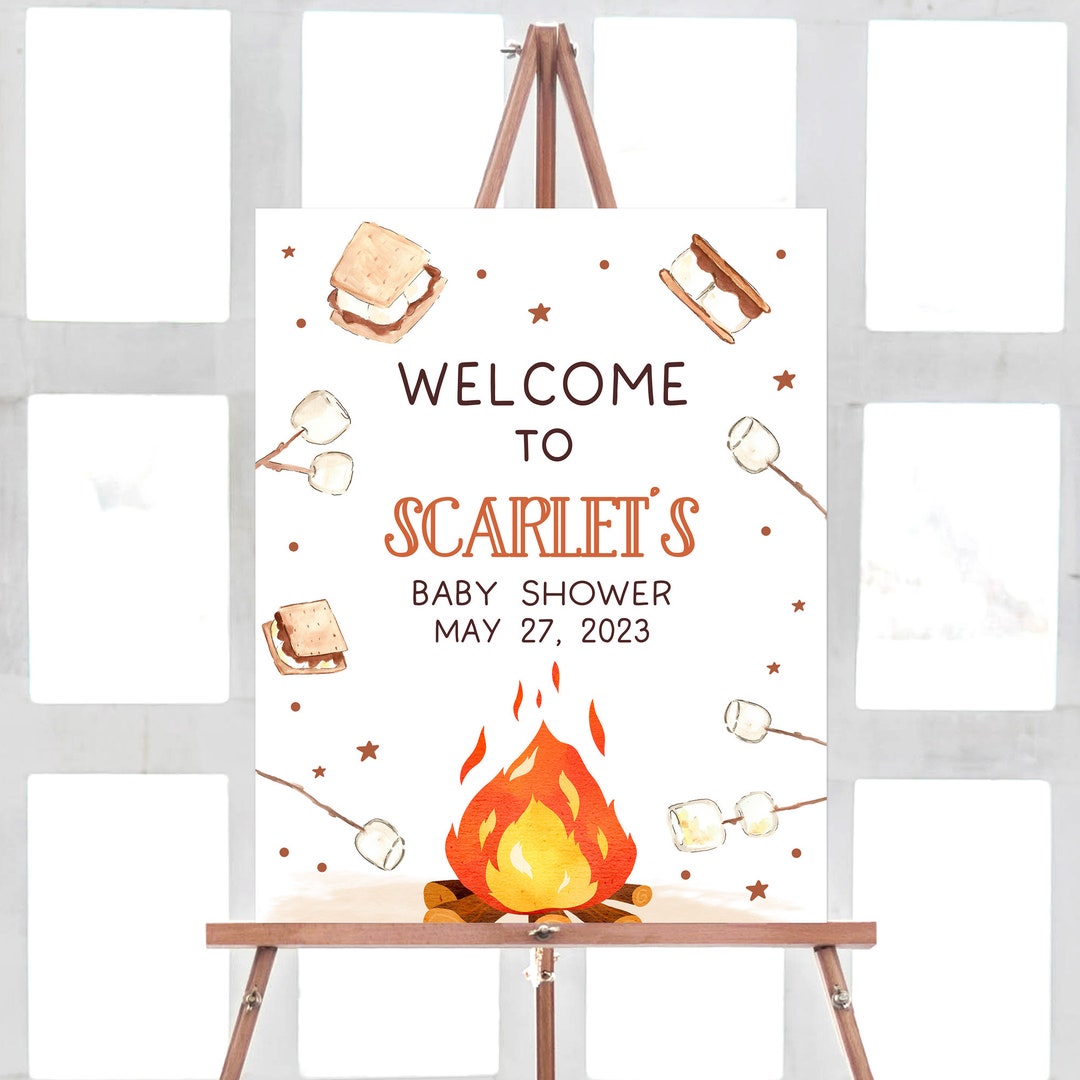Editable S'more Baby Shower Welcome Sign, Fall Bonfire Baby Shower ...